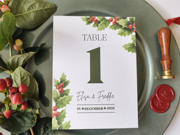 Holly Table Numbers – Joy Wedding Stationery