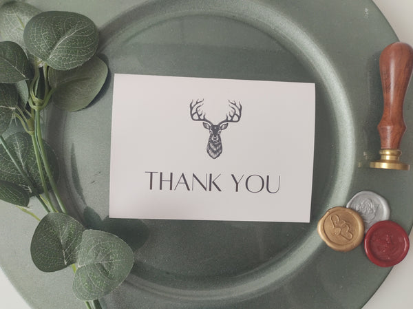 Stag Head Thank You Cards – Joy Wedding Stationery