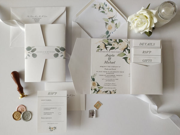 White Floral Sample Invitation Package – Joy Wedding Stationery